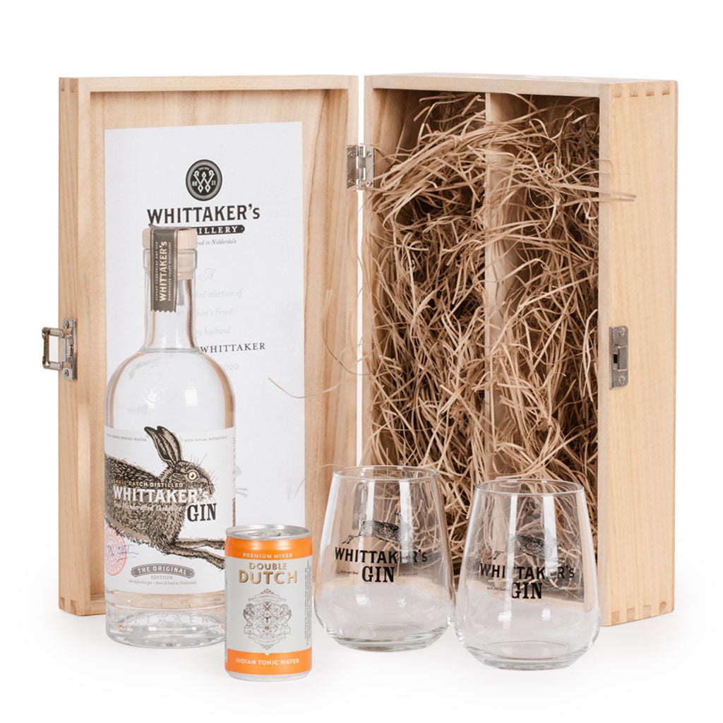 Deluxe Personalised Gin Box with Glasses – Whittakers Distillery